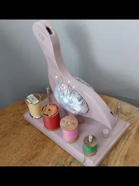 Storage & Organization | Vintage Pink Wooden Bird Sewing Organizer With ...